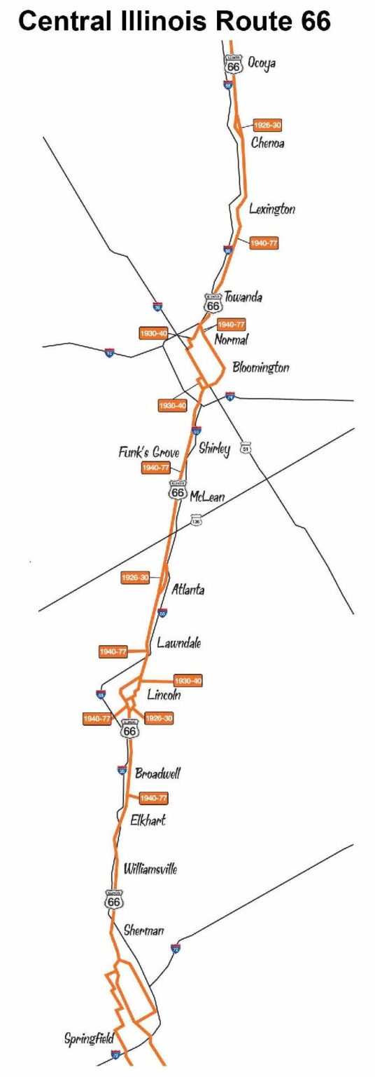 Find Illinois Route 66 from Interstate 55 I-55 US 66 | Illinois Route ...
